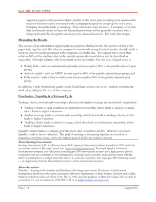 Aftermarket Support: How to Create a Liquid Public Stock | PDF