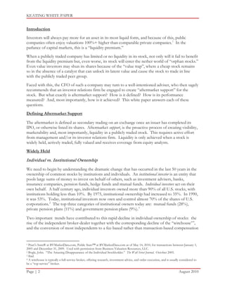 Aftermarket Support: How to Create a Liquid Public Stock | PDF