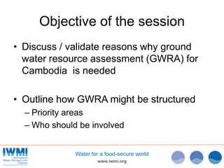Groundwater for irrigation in Cambodia | PPTX