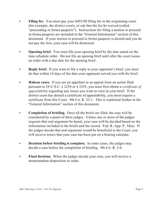 After opening an appeals case by pro se litigants – 9th circuit | PDF