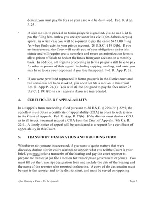 After opening an appeals case by pro se litigants – 9th circuit | PDF