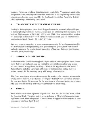 After opening an appeals case by pro se litigants – 9th circuit | PDF