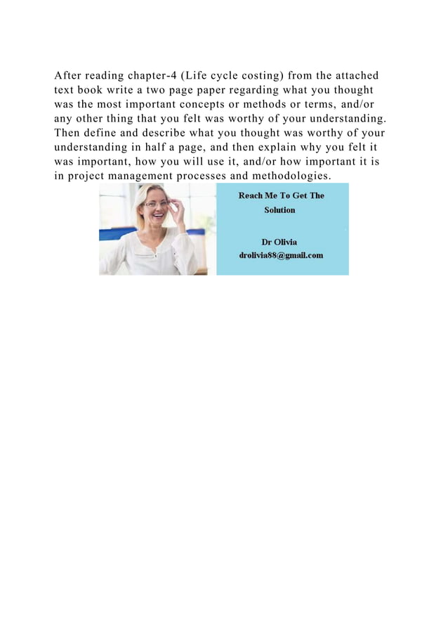 After reading chapter-4 (Life cycle costing) from the attached text .docx