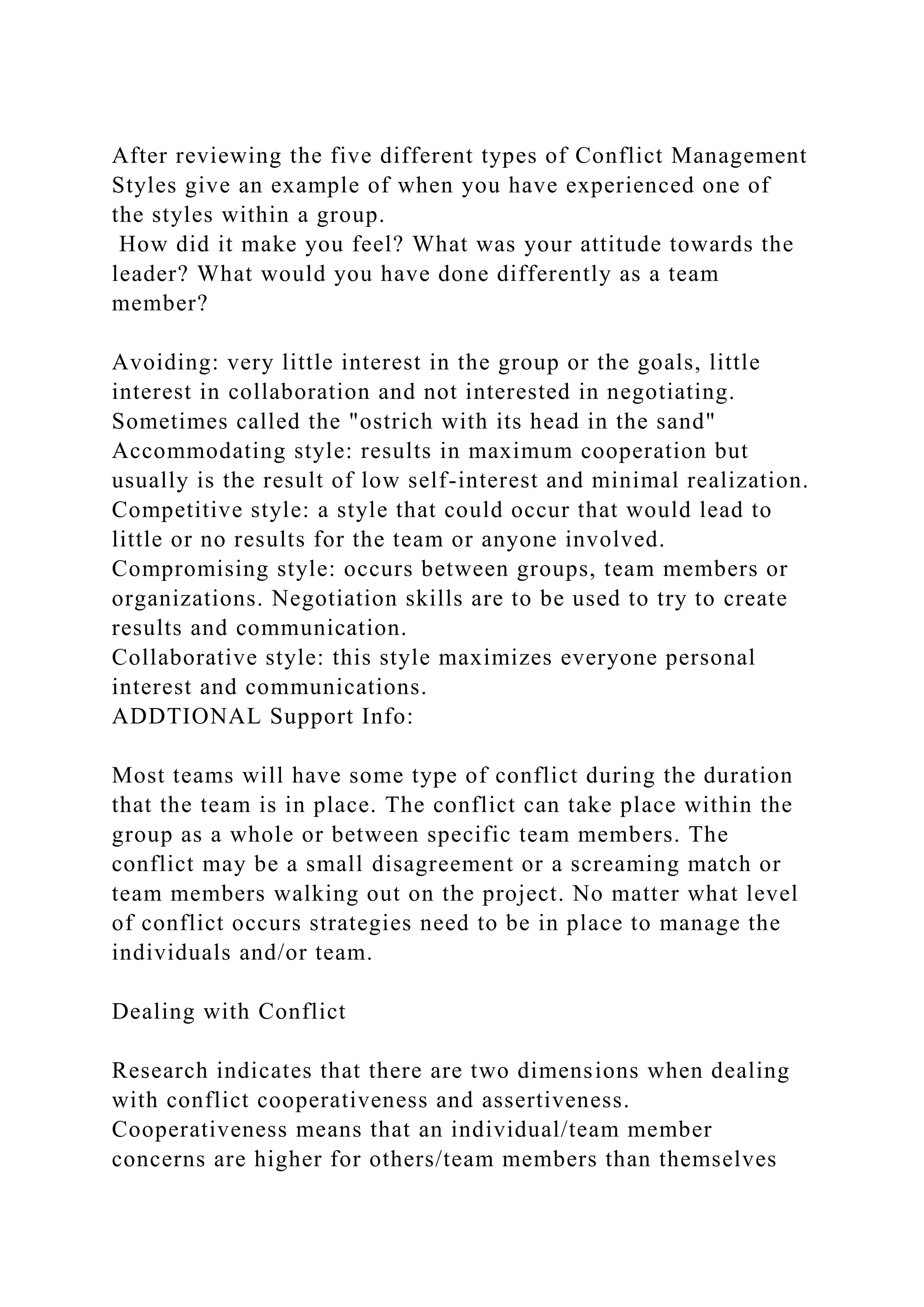 After reviewing the five different types of Conflict Management Styl.docx