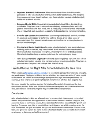 After School Activities for Kids by CurioBoat | PDF
