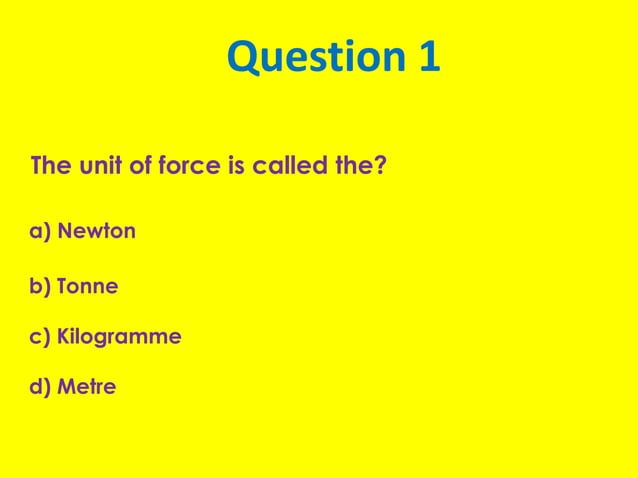 Multichoice Quiz on Forces KS3 | PPT