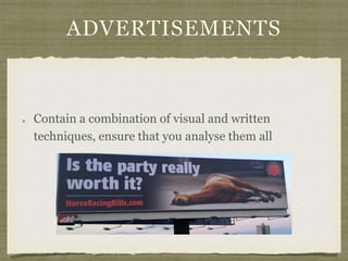 VCE English Language Analysis: Analysing Visuals | PPTX