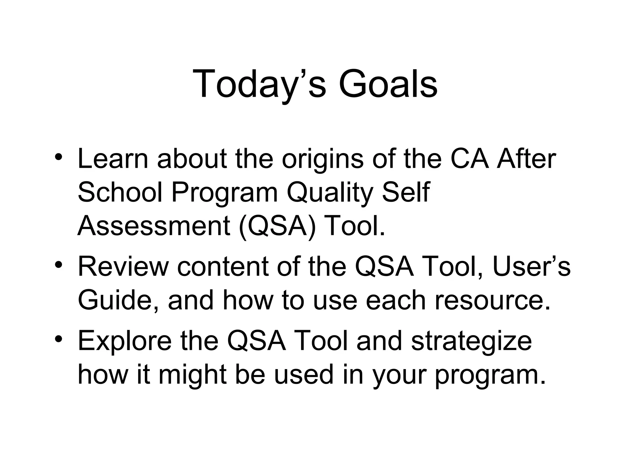 Afterschool Program Quality Self Assessment Tool Usage | PPT