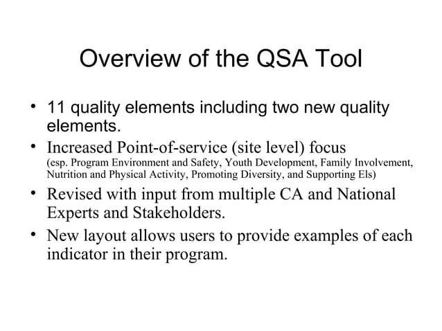 Afterschool Program Quality Self Assessment Tool Usage | PPT