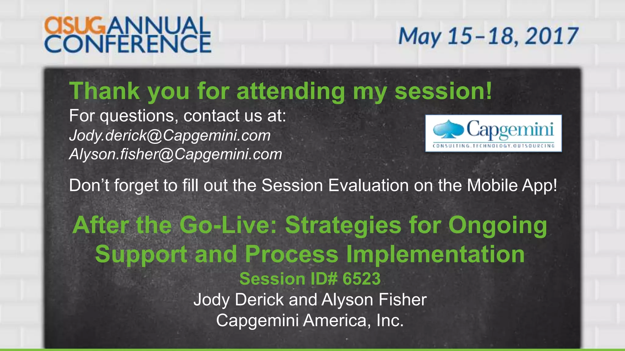 After The Go-Live Strategies for Ongoing Support and Process ...