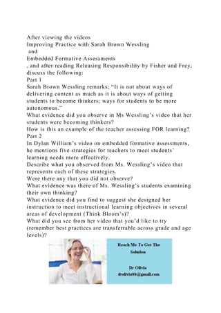 After viewing the videos Improving Practice with Sarah Brown Wessl.docx