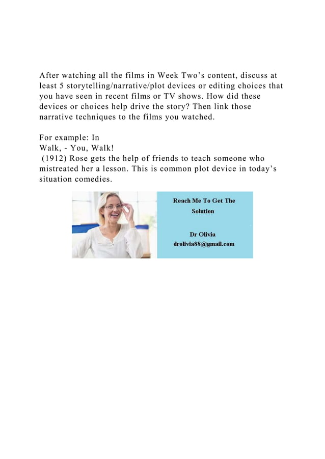 After watching all the films in Week Two’s content, discuss at l.docx