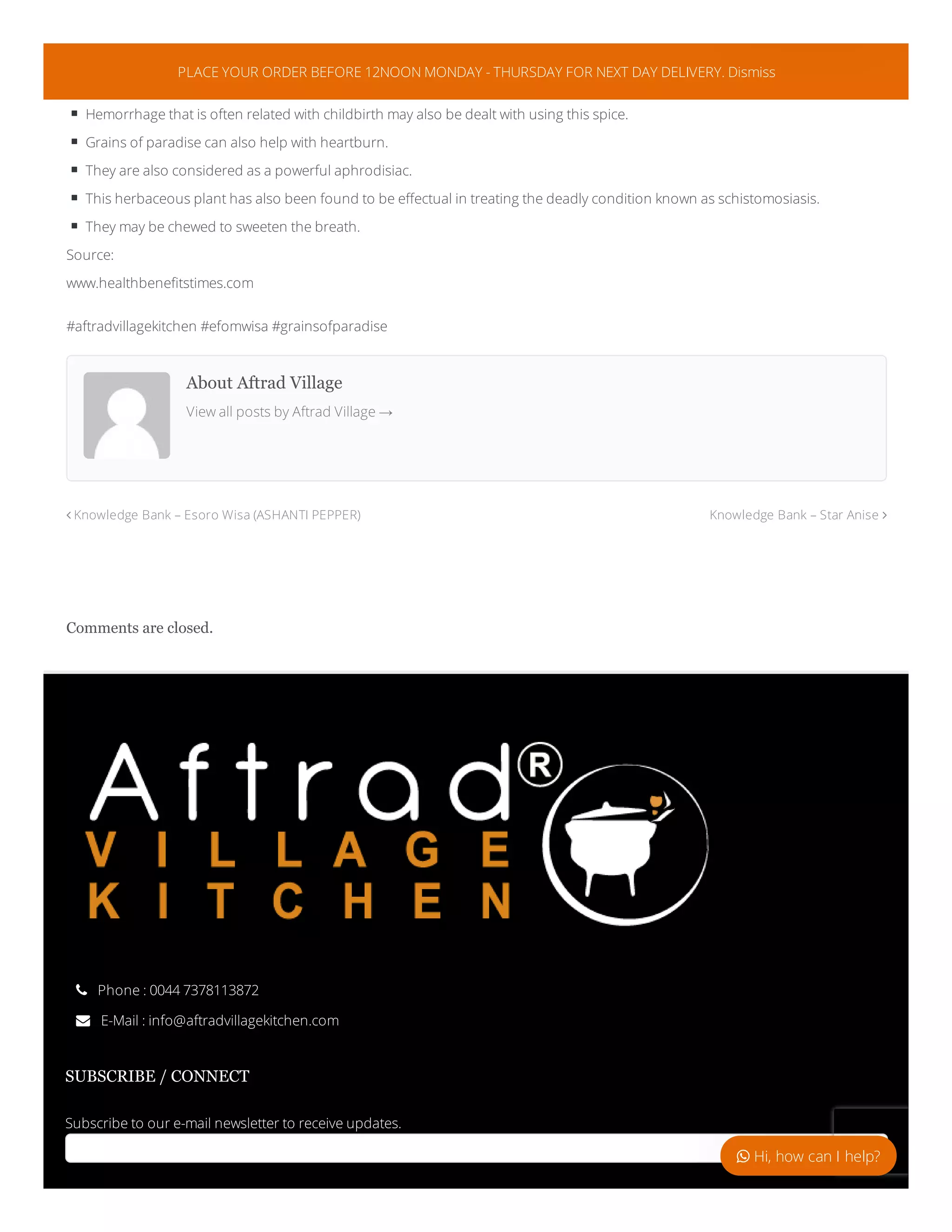 Knowledge Bank – Efom Wisa (GRAINS OF PARADISE) | PDF