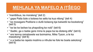 AFT 121 Pego ka tikologo ya papadi ya Podilane Mankga ka lehlakoreng la ...