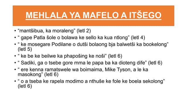 AFT 121 Pego ka tikologo ya papadi ya Podilane Mankga ka lehlakoreng la ...