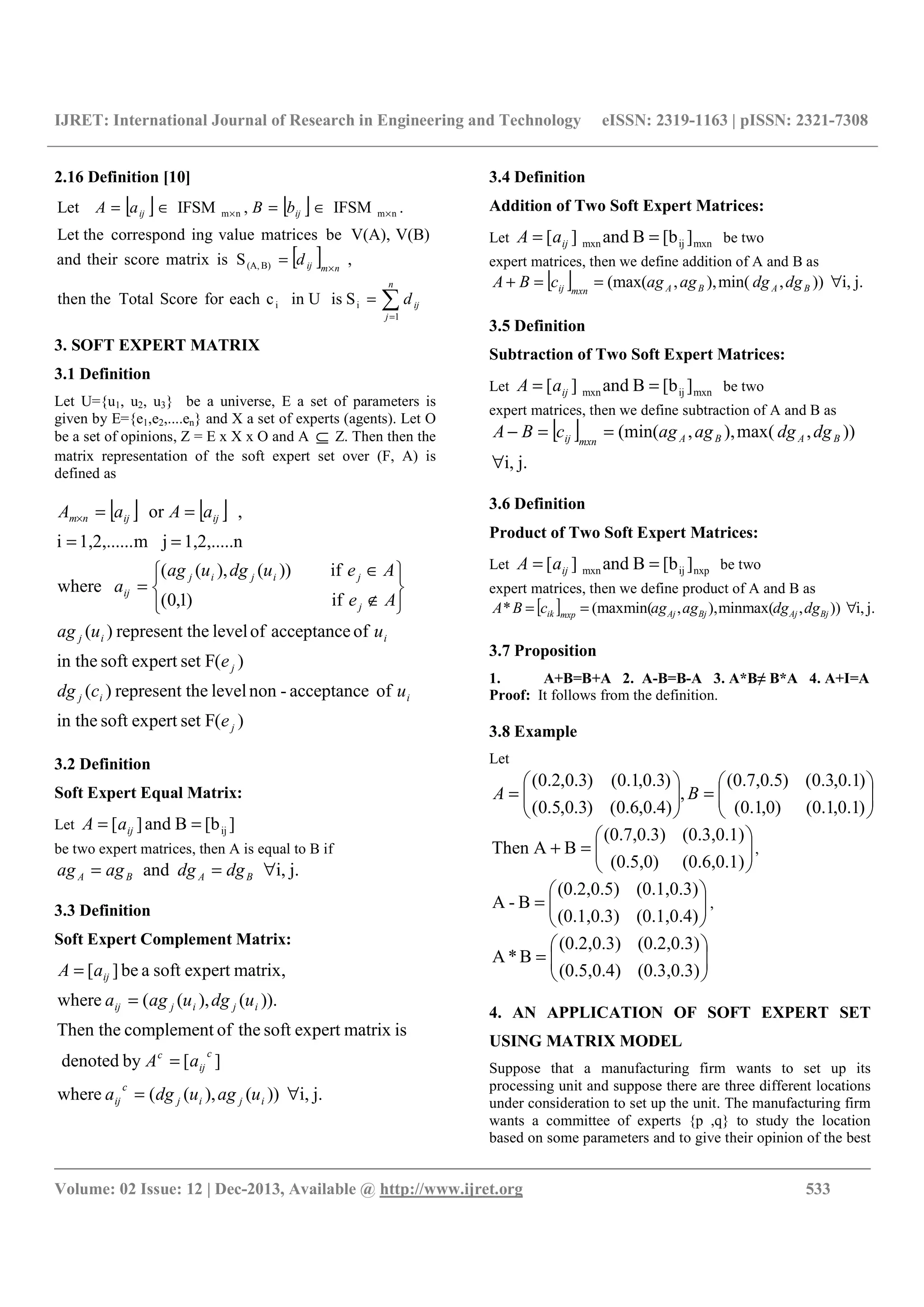 A fusion of soft expert set and matrix models | PDF