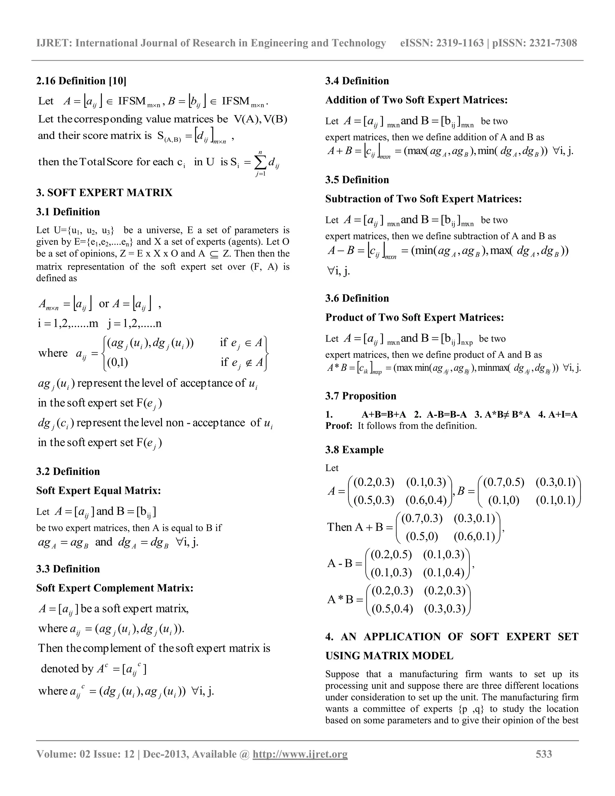 A fusion of soft expert set and matrix models | PDF