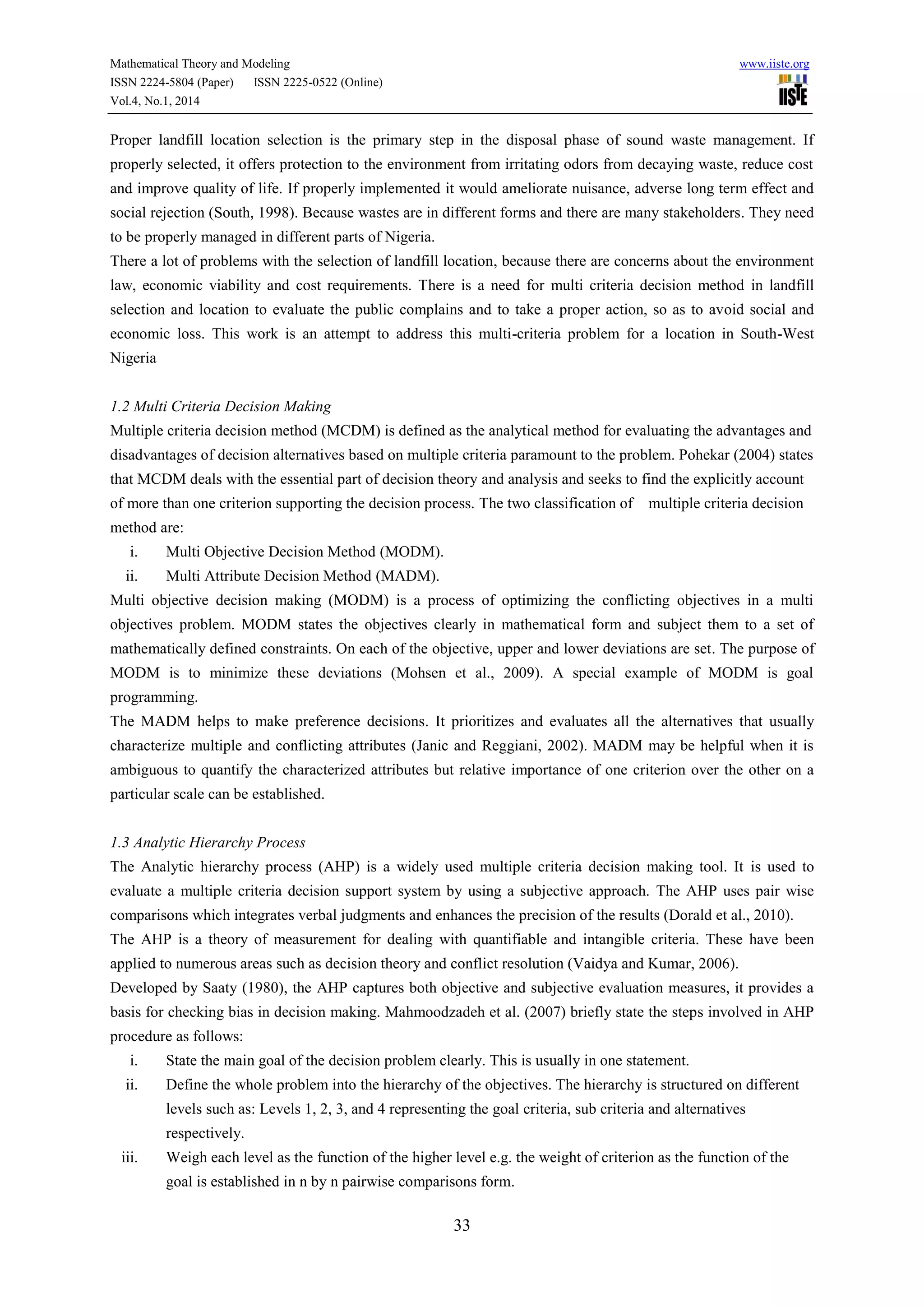 A fuzzy analytical hierarchy model for solid waste | PDF