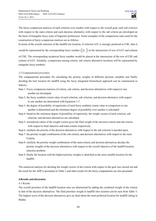 A fuzzy analytical hierarchy model for solid waste | PDF