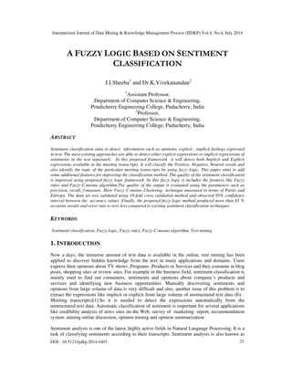 Fuzzy Logic Sentiment Classification Detects Implicit Expressions | PDF