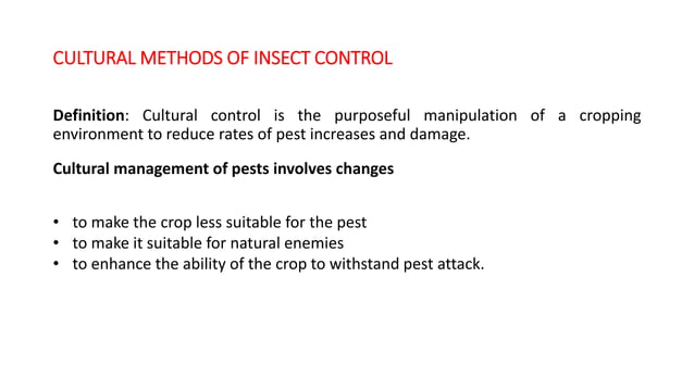 Cultural methods for pest control . pptx | PPTX