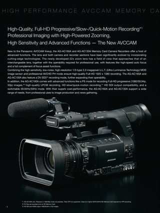 Panasonic AG-AC160A / AG-AC130A Brochure | PDF