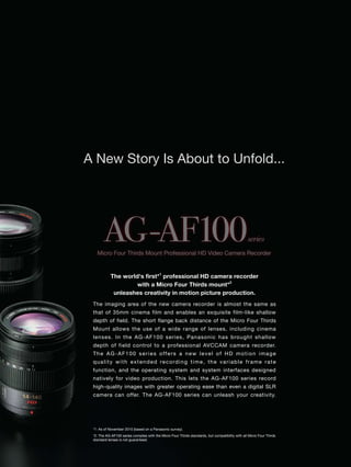 Panasonic AG-AF101 | PDF