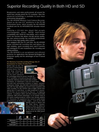 Panasonic AG-HPX500 | PDF