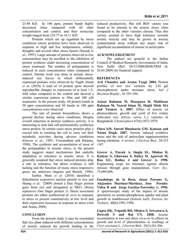 Toxic effect of arsenic on ten rice varieties | PDF | Agriculture ...