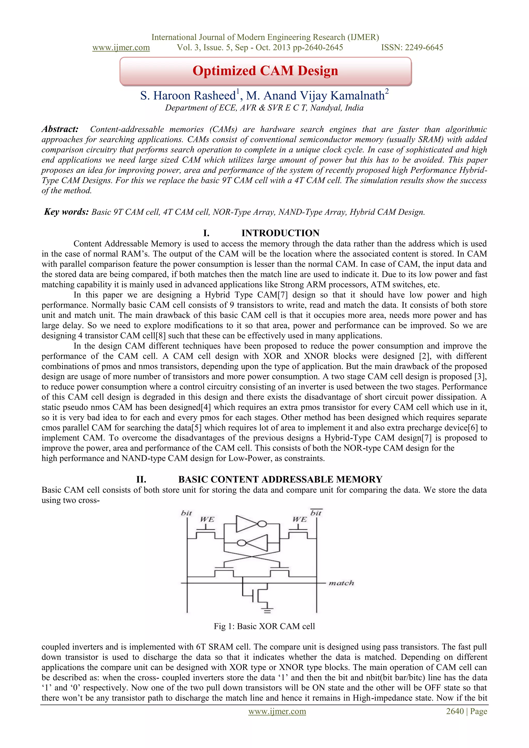 Optimized CAM Design | PDF