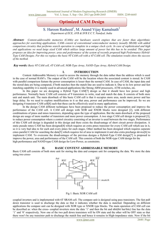 Optimized CAM Design | PDF