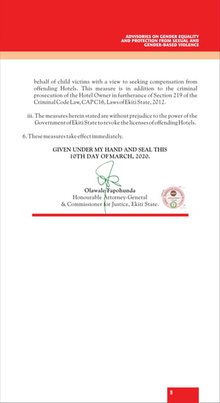 Ekiti Attoney General's Advisories on Gender Equality and Protection ...