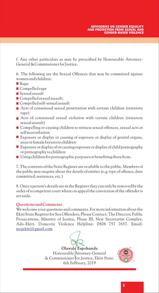 Ekiti Attoney General's Advisories on Gender Equality and Protection ...