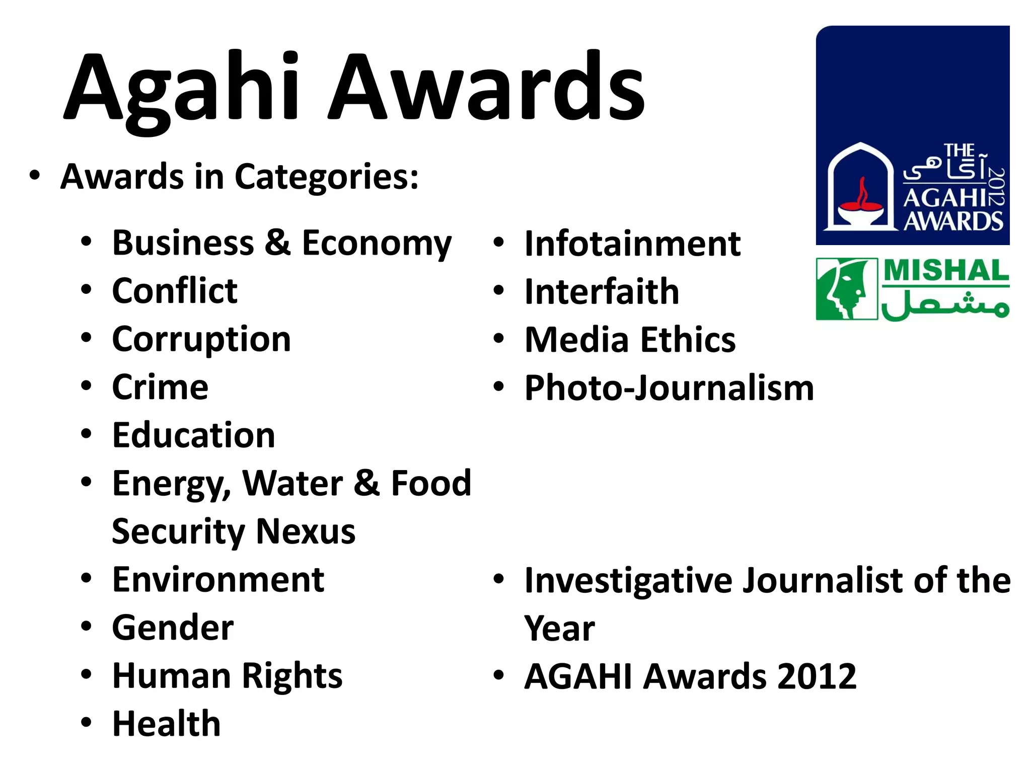 Agahi Awards - Criteria And Evaluation Presentation | PPT