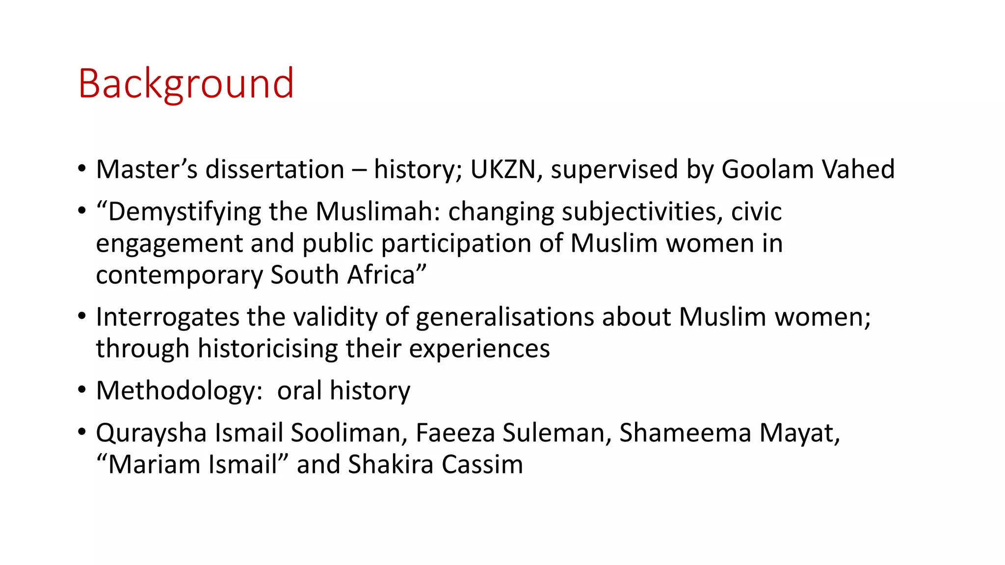 Shakira Cassim - A woman against all odds Presentation - Fatima Asmal | PPT