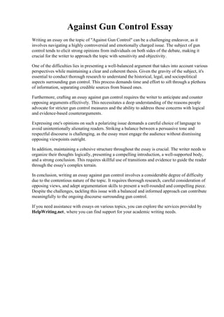 Against Gun Control Essay. Persuasive essay on anti gun control ...