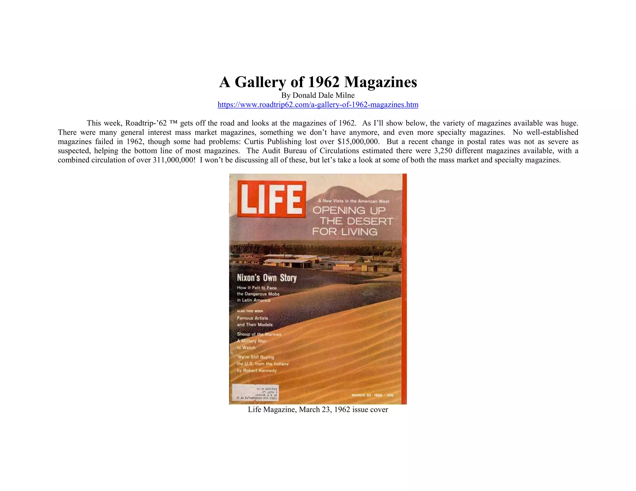 A Gallery of 1962 Magazines | PDF