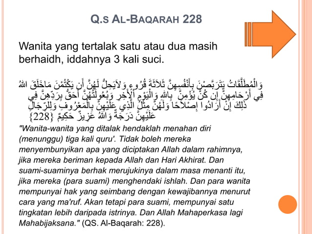 Agama iddah & rujuk materi xii | PPTX