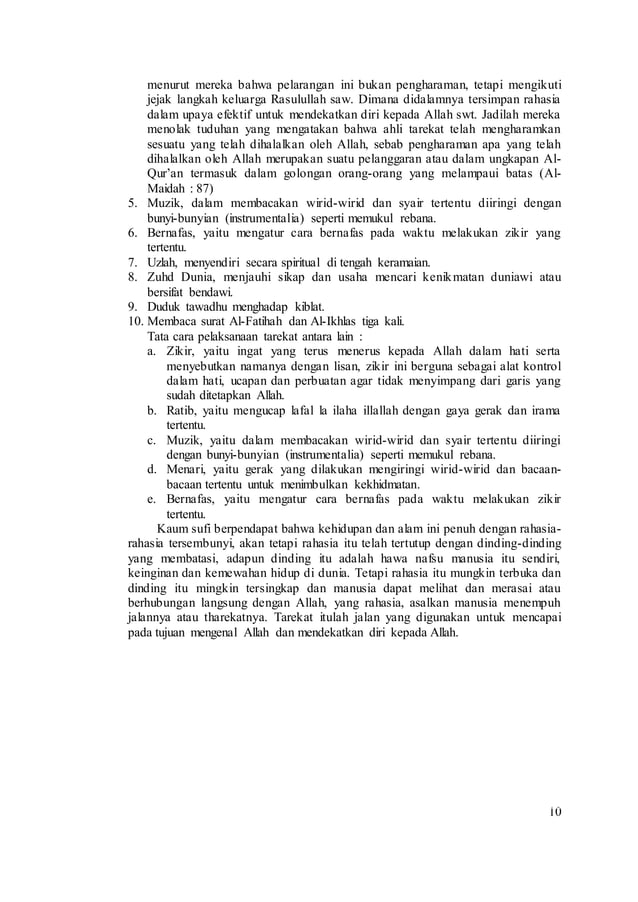 Macam-macam tarekat dan pemahamannya di Indonesia | PDF