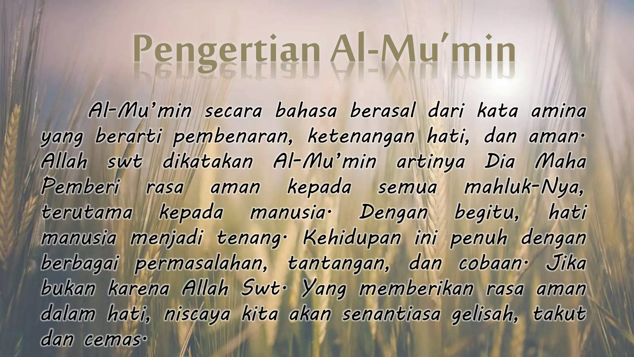 Agama al mu'min | PPTX