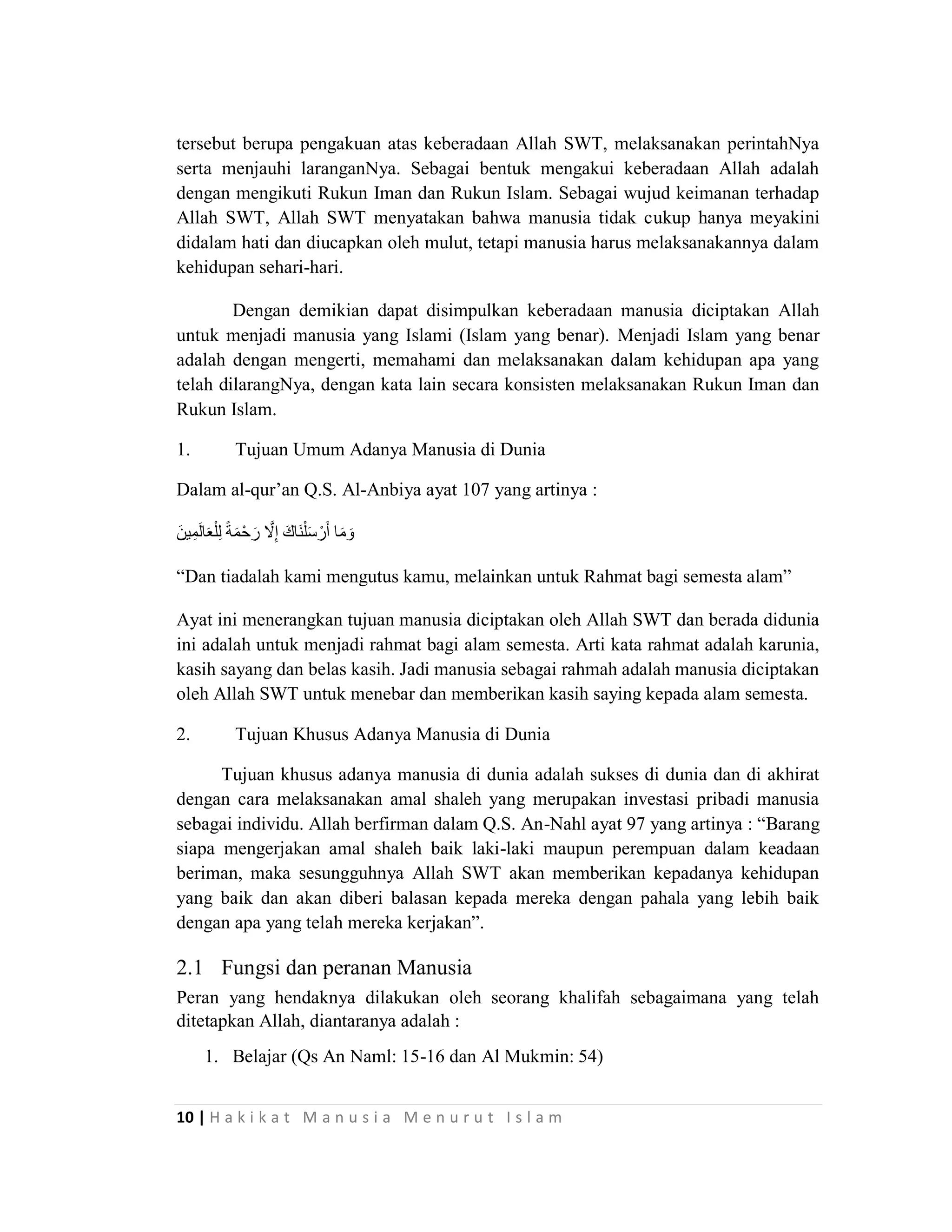 Agama : Hakikat Manusia Menurut Islam | PDF
