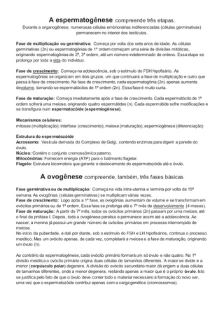 A gametogênese | DOCX
