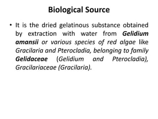 AGAR- Vegetable Gelatin- Pharmacognostic Details | PPTX