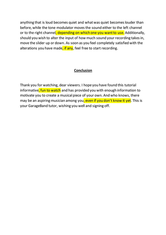 A GarageBand Tutorial script | DOCX