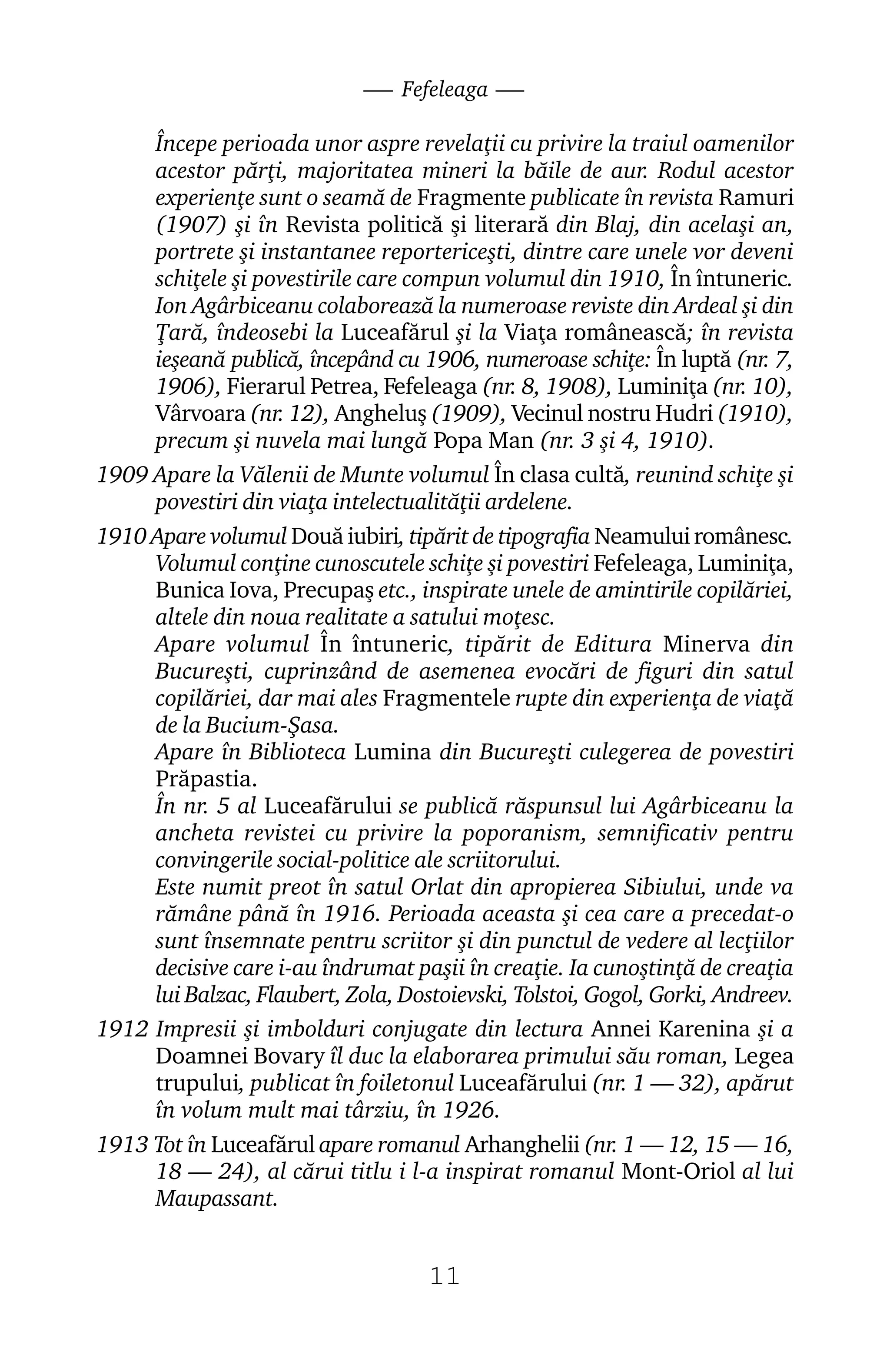 Agarbiceanu ion fefeleaga (tabel crono) | PDF