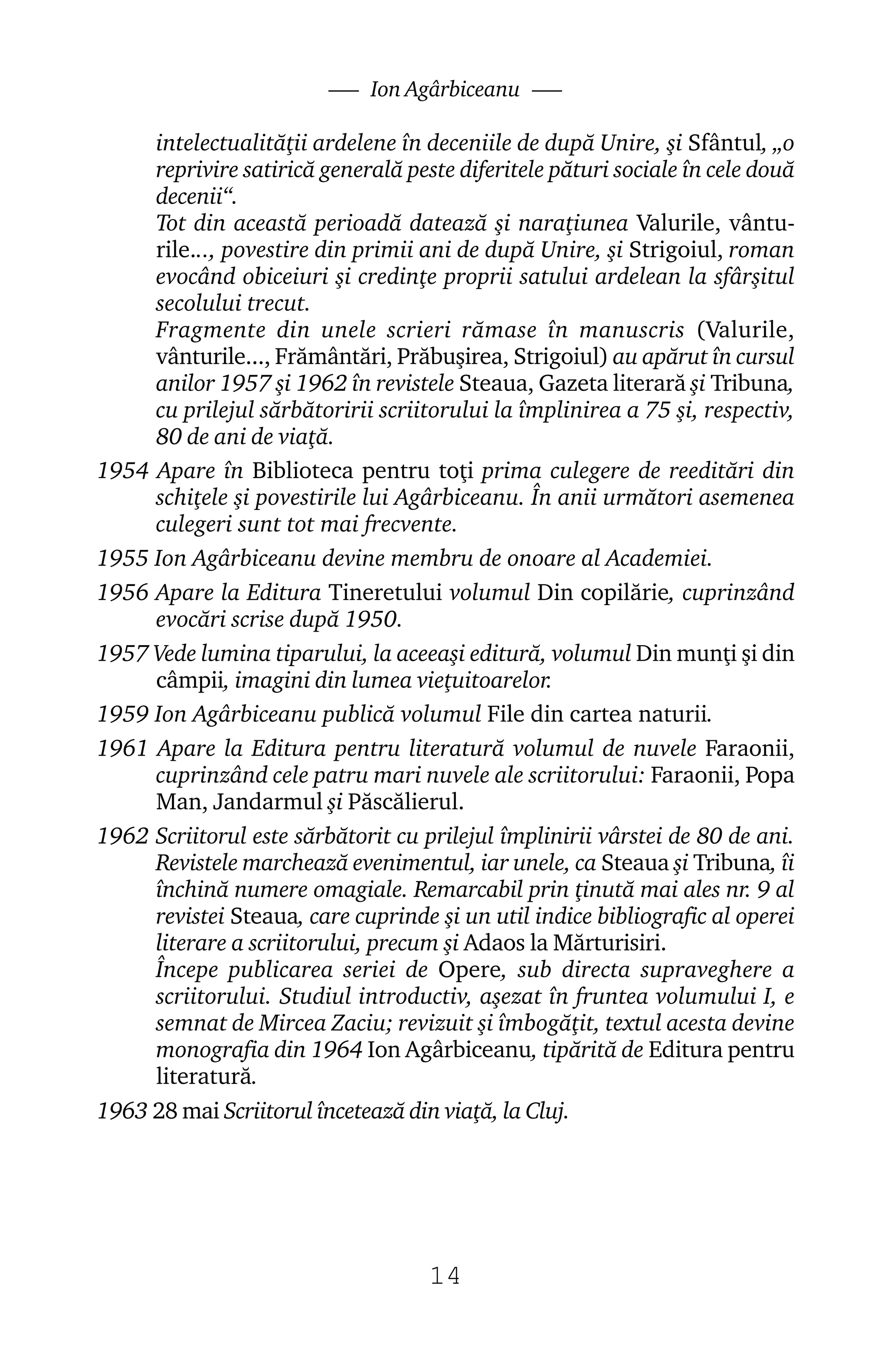 Agarbiceanu ion fefeleaga (tabel crono) | PDF