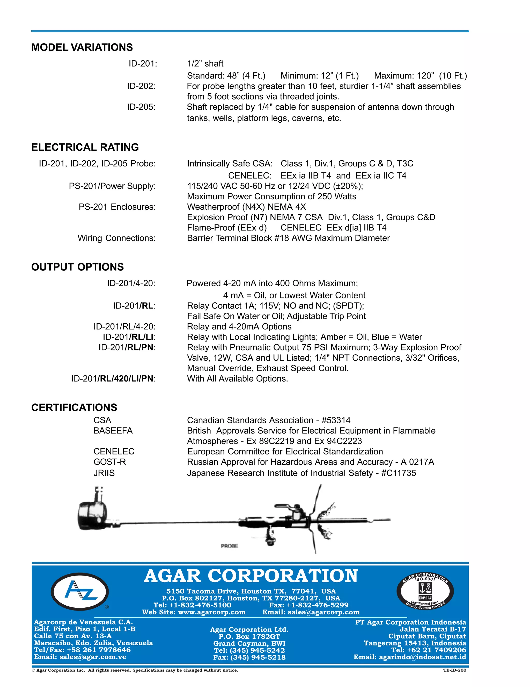 Agar interface probe200_ds | PDF