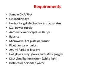 Protocols of DNA Agarose gel electrophoresis | PPTX