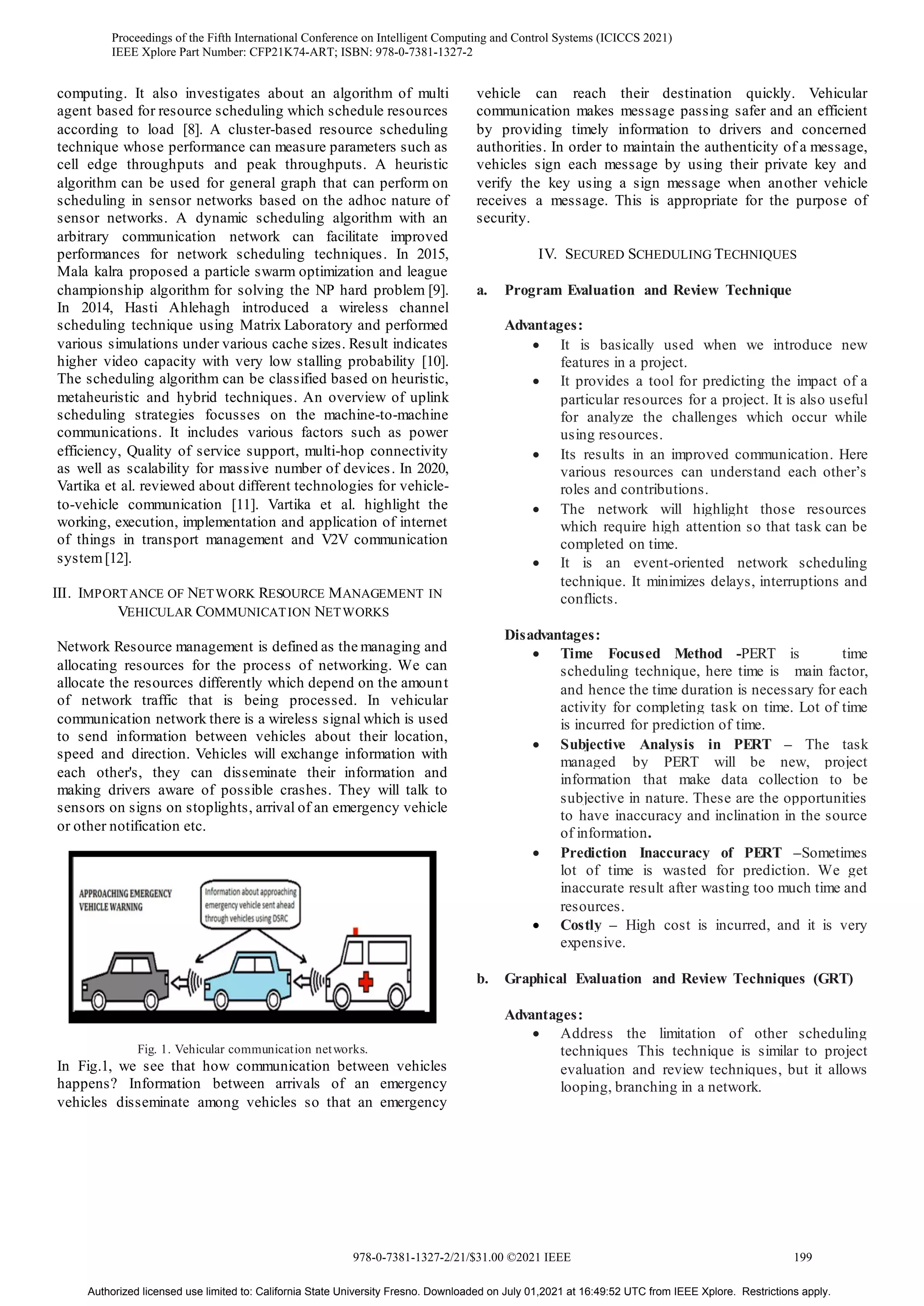 Secured Scheduling Technique Of Network Resource Management In Vehicular Communication Network Pdf