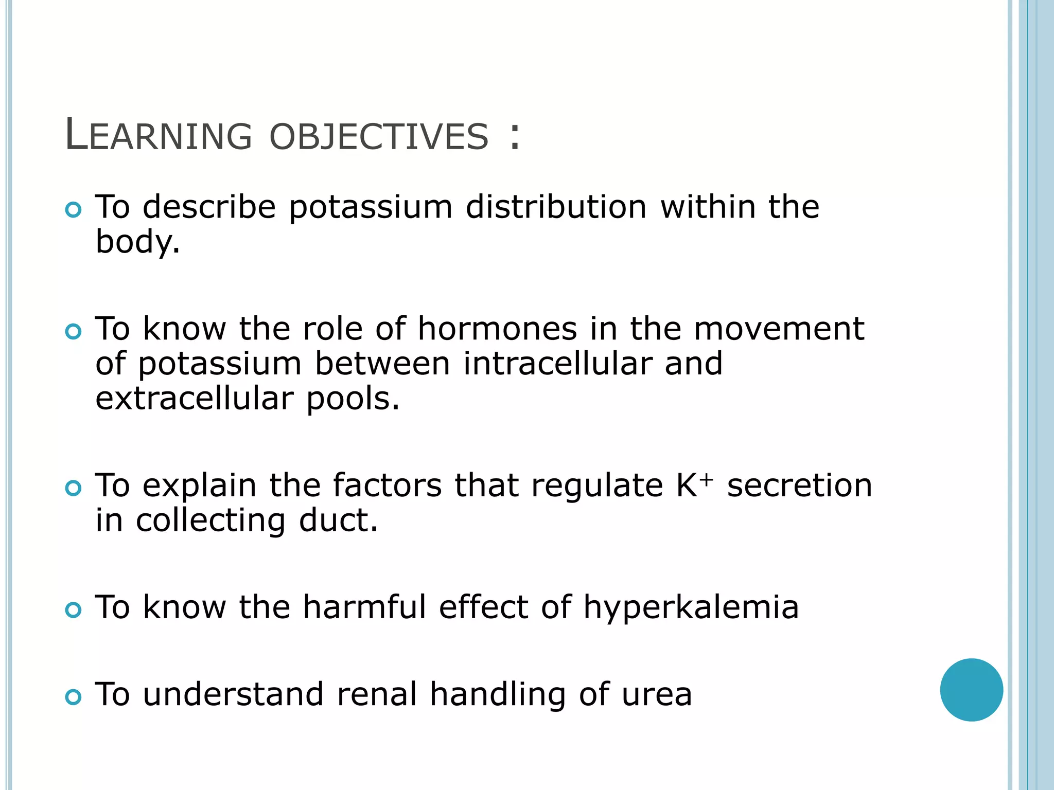 Renal system potassium and urea handling by Agasi | PDF